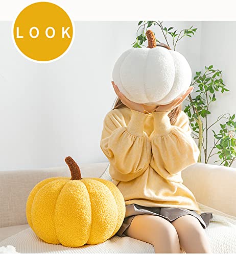 Sdetrcq Halloween Pumpkin Pillow Decor, Pumpkin Plush Pillow Fleece Stuffed Pumpkins Decoration Halloween Pumpkins Throw Pillow for Couch, Soft Halloween Pumpkin Decor Gifts (White, 8'')