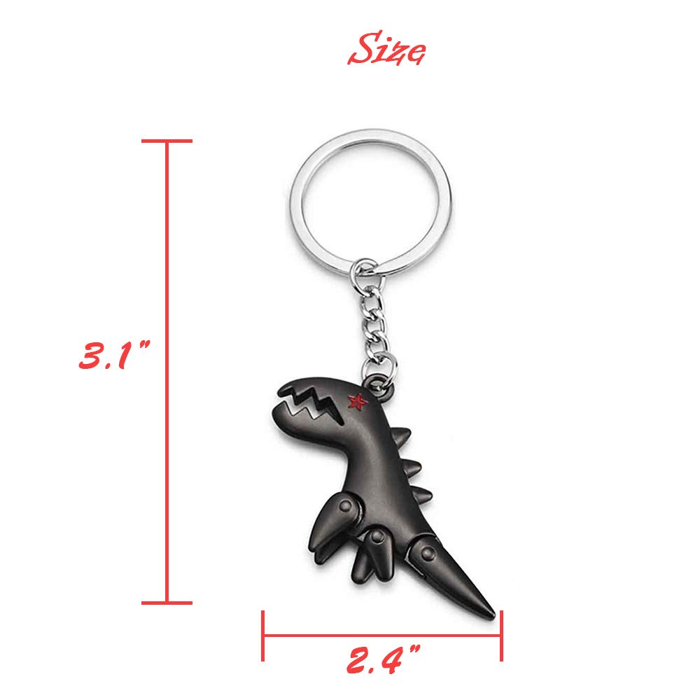 YONGYAN Dinosaur Cute Keychain Couple Keychain Pendant Unisex Car Keyring Alloy Bag Accessories for Men and Women (Black)