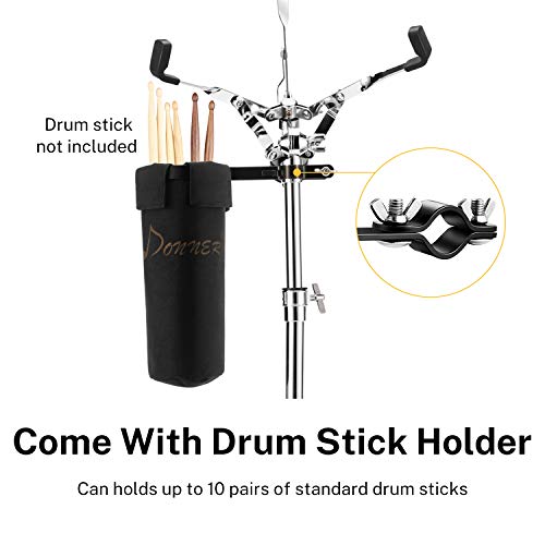 Donner Snare Drum Stand, Concert Snare Drum Stands Adjustable Snare Stand Double Braced with Drumstick Holder Fit for 10''-14'' Dia Drums, Height Range 14.2-22.8 Inches