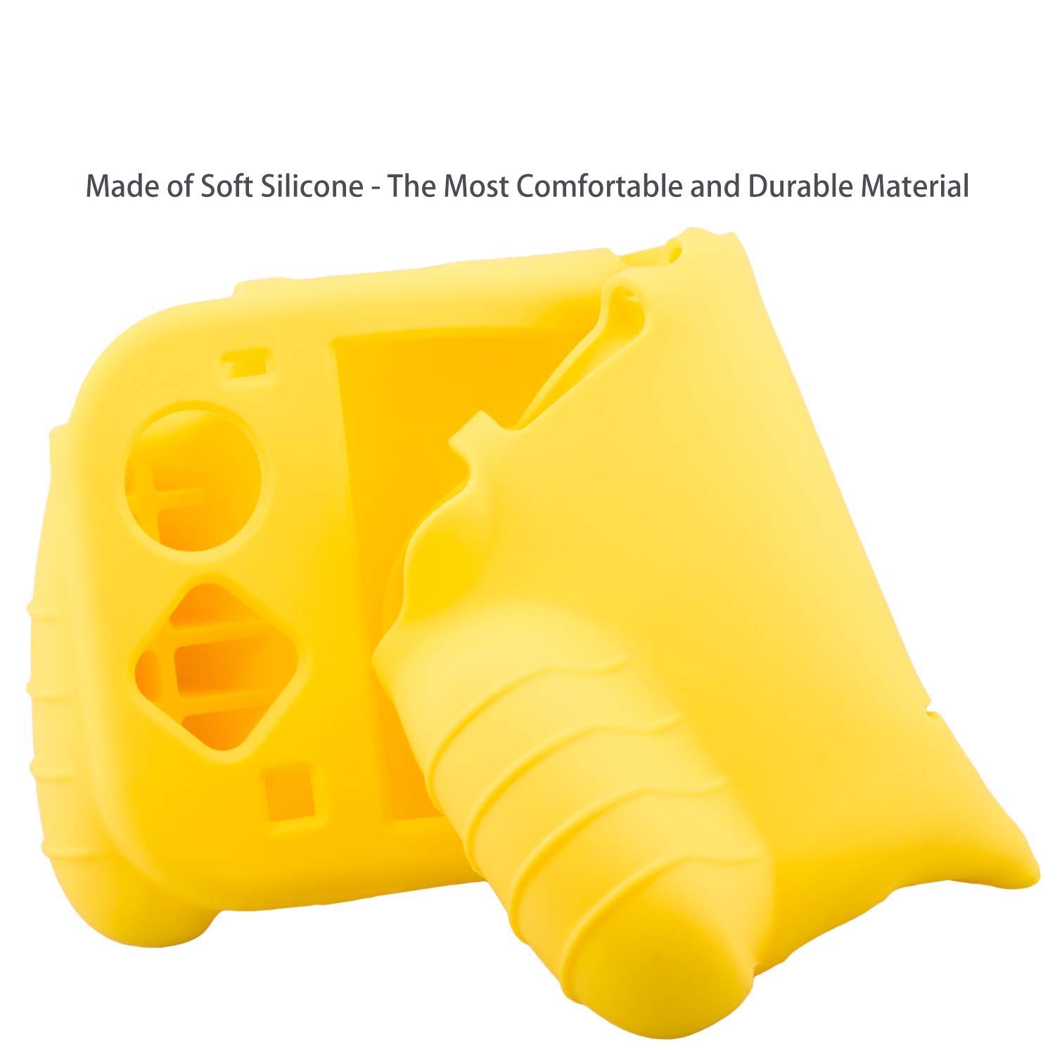 YoRHa Handle Grip Soft Silicone Rubber Protective Cover Case (Mango Yellow) x 1 and Thumbsticks x 4 for Nintendo Switch Lite - 9.2019 Slim Model