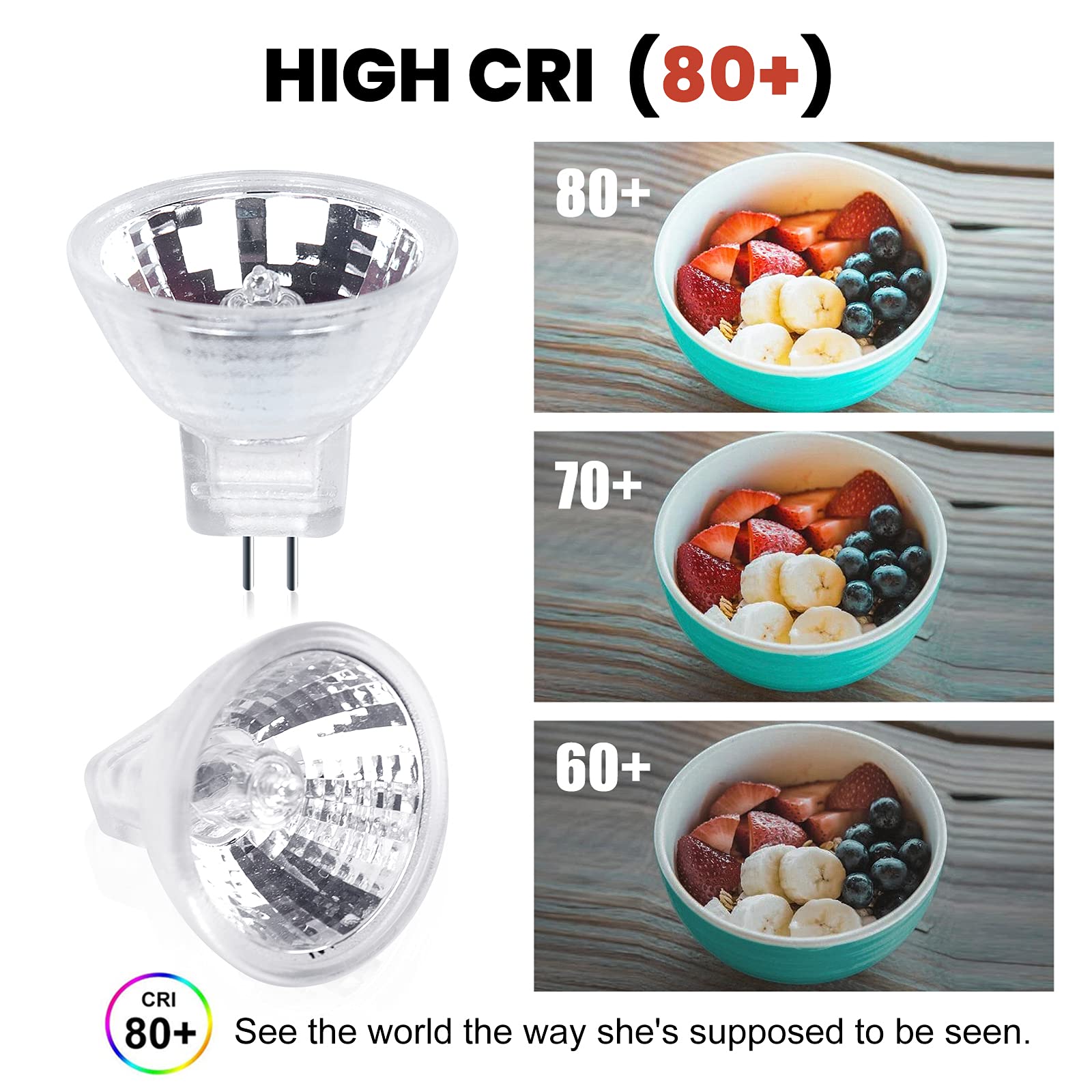 DoRight MR11 Halogen Light Bulbs, 5W AC/DC 6V GU4 Bi-Pin Base Dimmable Reflector 2800K Warm White 35mm Diameter Spotlight Bulbs,5W 6V Fiber Optic Light Bulb,Pack of 8