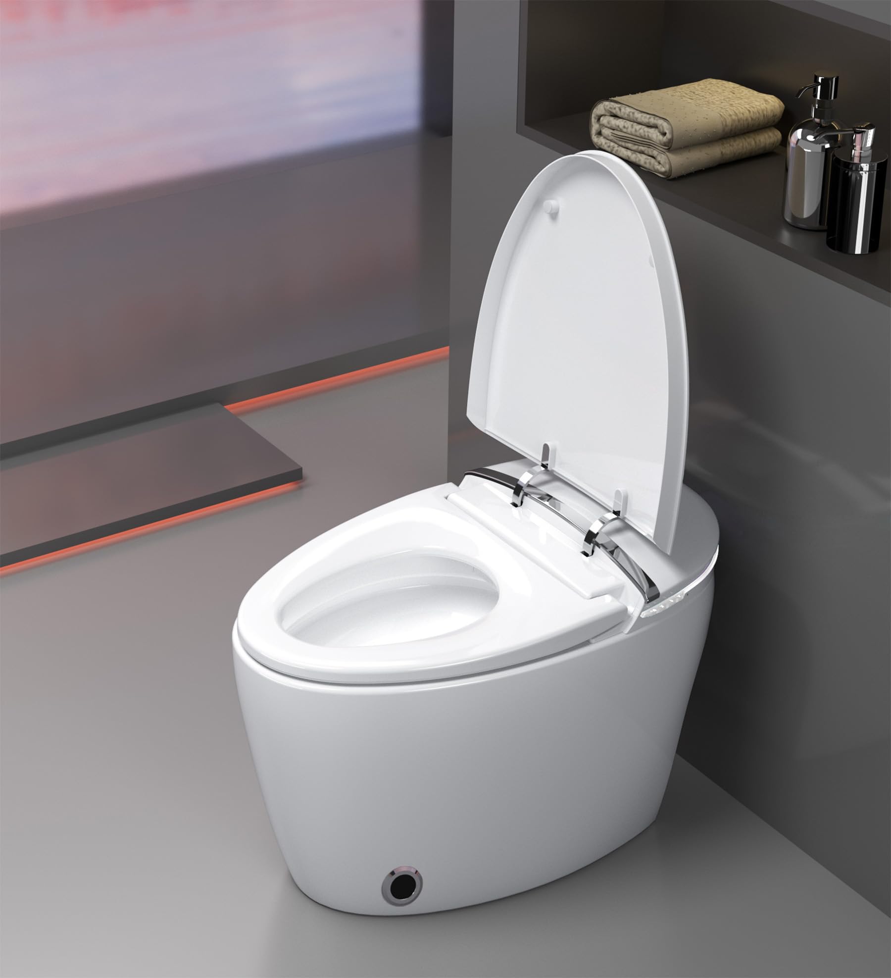 Kogven Smart Bidet Toilet with Adjustable Heated Seat, Modern One-piece Bidet Toilet with Auto Flush, Foot Sensor, LED Night Light, Soft Close Lid, No Buttocks Washing Function