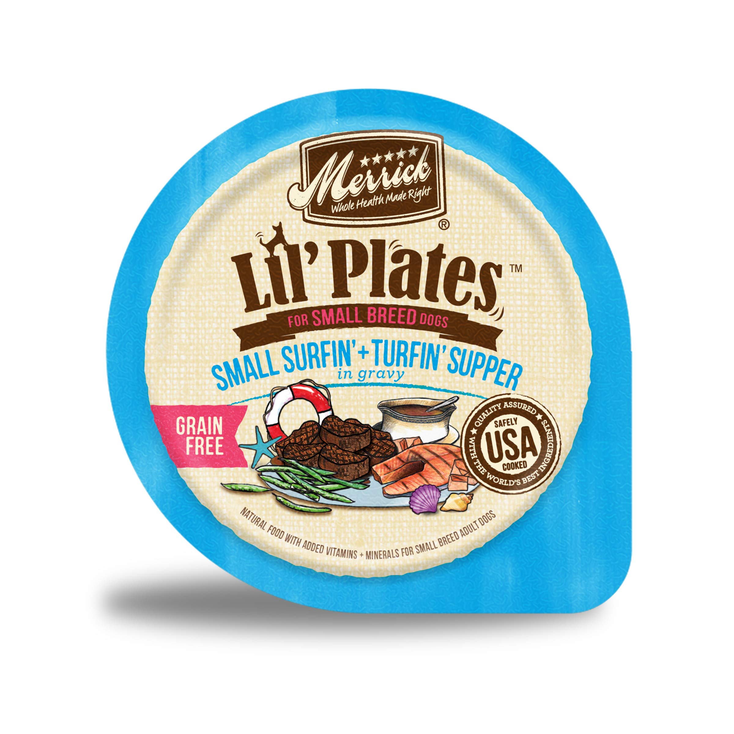 Merrick Lil’ Plates Premium Grain Free Natural Wet Dog Food For Small Dogs Surfin' And Turfin' Supper In Gravy - (Pack of 12) 3.5 oz. Tubs