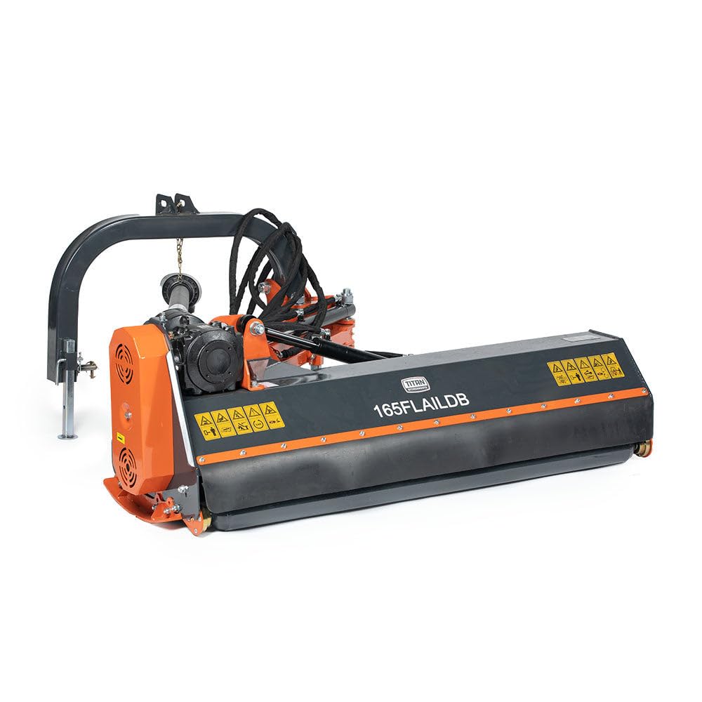 Titan Attachments 3 Point 65" Offset Flail Ditch Bank Mower for Cat 1 Tractors, 30-50HP, Hydraulic Offset and Tilt