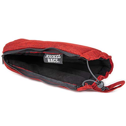 Nickel Bags Padded Drawstring Duffle Tube | Heavy Duty Duffle Bag with Protective Hemp Exterior for Glass Transportation (10 Inch, Red)