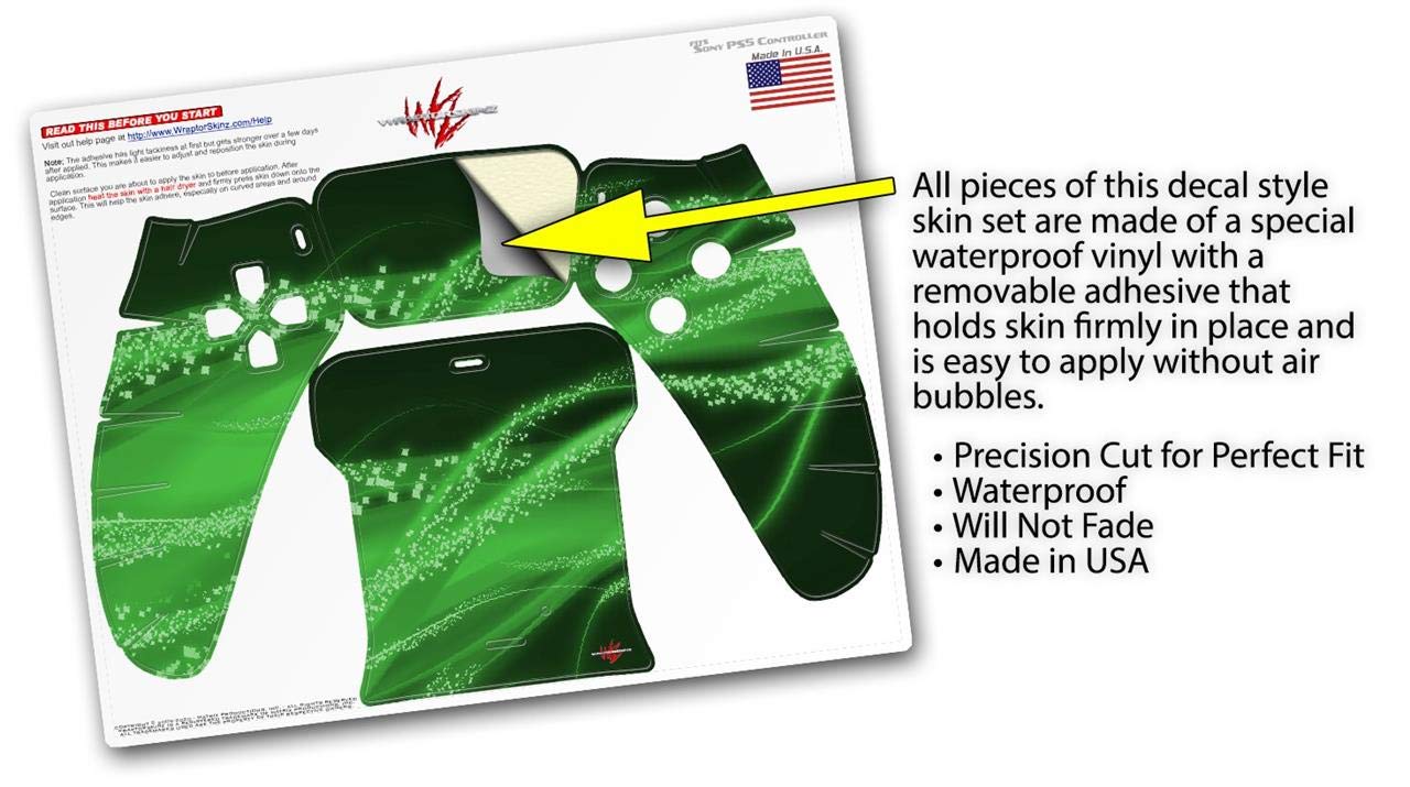 WraptorSkinz Skin Wrap compatible with Sony PS5 DualSense Controller Mystic Vortex Green (CONTROLLER NOT INCLUDED)