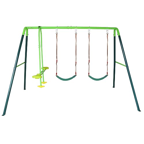 RedSwing Swing Seat for Kids Outdoor with 57-86" Rope, Kids Safety Playground Swing Seat Replacement, Belt Swing, Heavy Duty, with Large Swing Frame Set Backyard Swing and Seesaw, Green