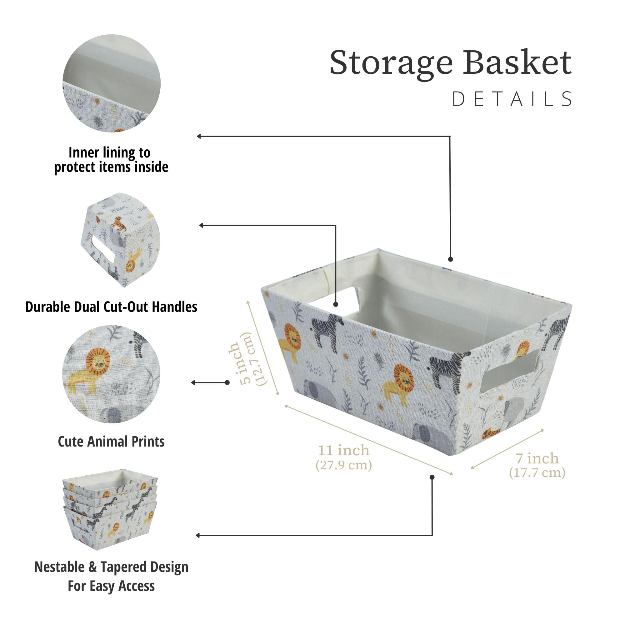 DECOMOMO Set of 6 | Foldable Storage Bin | Water Resistant Fabric Container with Handles | Great for Nurseries Closets Bathroom Toys Blankets | Home Décor (Rectangular, Lightweight)