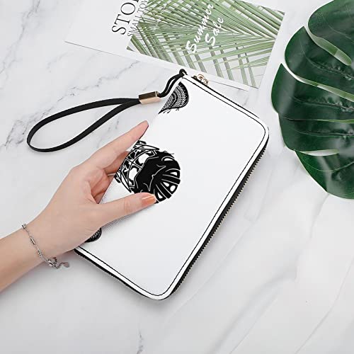 FunnyStar Black Lacrosse Women's Long RFID Hand Wallet Wristlet Clutch Purse PU Leather Handbag with Wrist Strap