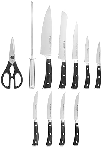 WÜSTHOF CLASSIC IKON Twelve Piece Knife Block Set | 12-Piece German Knife Set | Precision Forged High Carbon Stainless Steel Kitchen Knife Set with 15 Slot Wood Block – Model