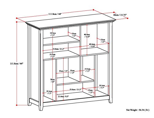 SIMPLIHOME Amherst SOLID WOOD 44 Inch Transitional Multi Cube Bookcase and Storage Unit in Light Golden Brown, For the Living Room, Study Room and Office