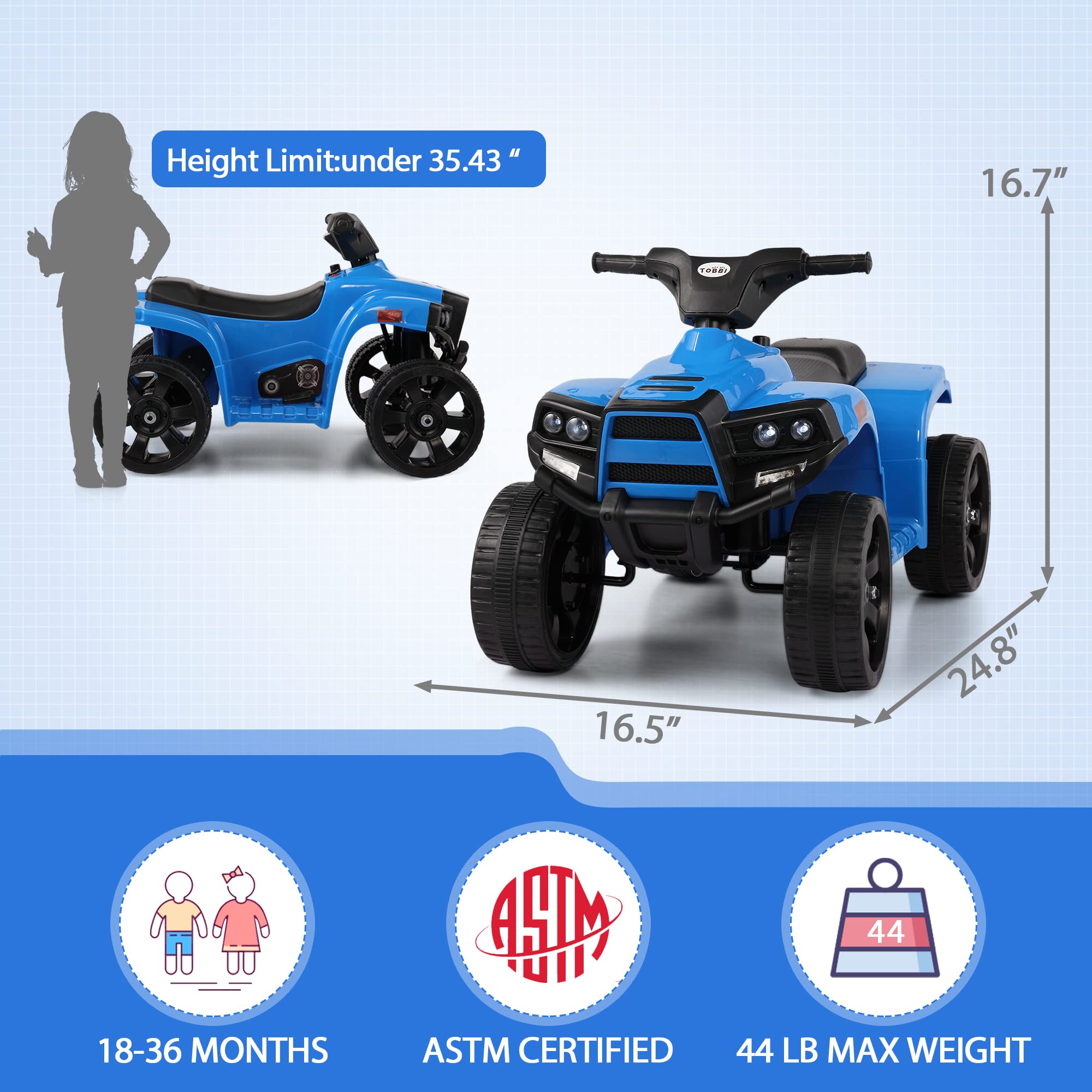 TOBBI Ride on ATV Four Wheeler for Kids1-3,Electric 4 Wheeler ATV Quad Ride OnCar Toy with LED Headlights, Horn, Speedlndicator (Pink Camo)