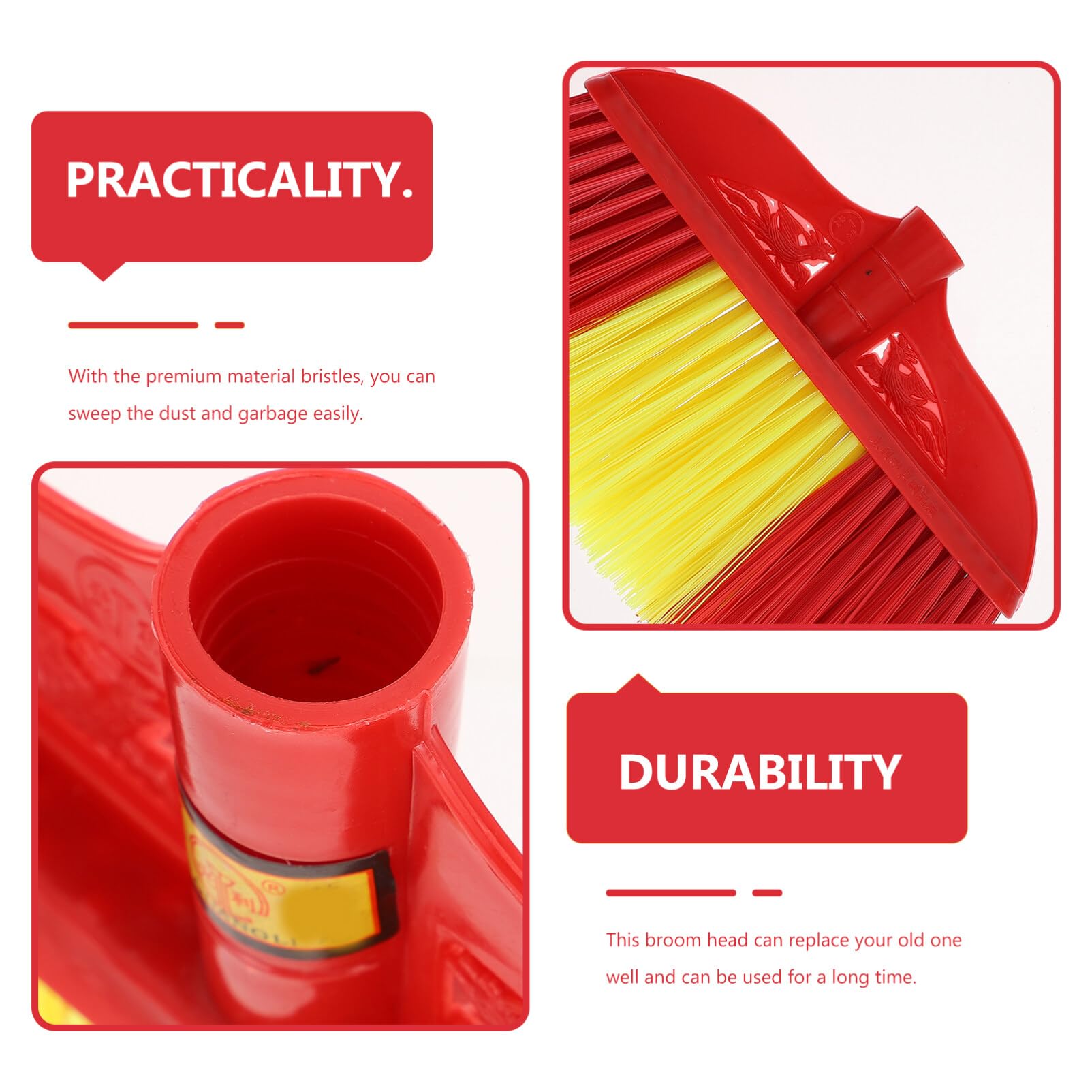 Lurrose Broom Head escobas para barrer piso Sweeping Brush Heads Brooms pooter Broom Brush Head Cleaning Broom Replacement Whisk Broom Plastic Broom Sweeper Head Steel Wire Floor