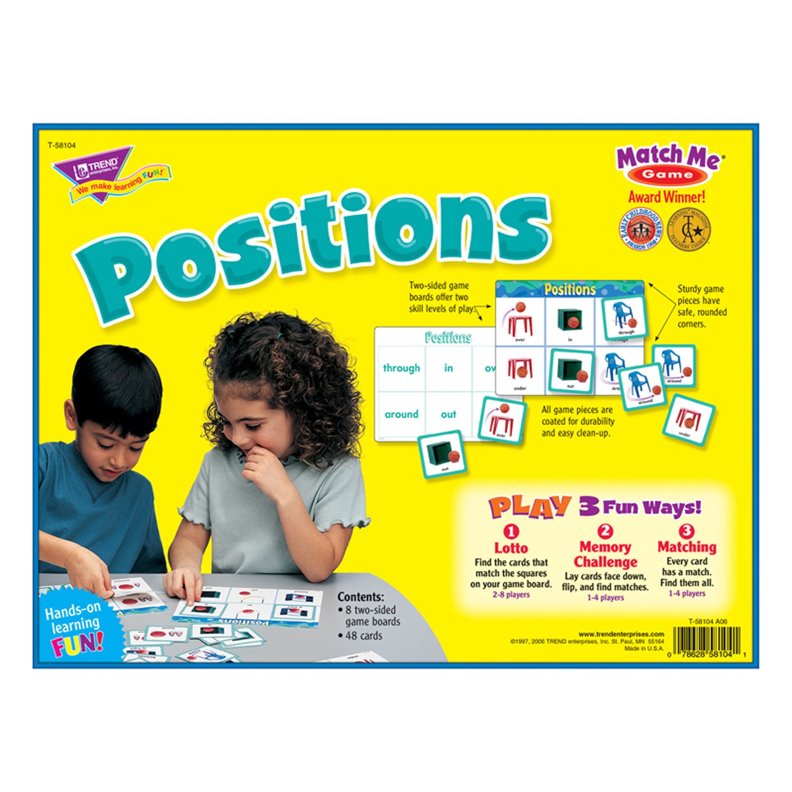 Trend Enterprises: Match Me Game–Positions, Learn 16 Position Concepts and Words, Develop Matching and Memory Skills, Play 3 Different Fun Ways, Ages 3 and Up