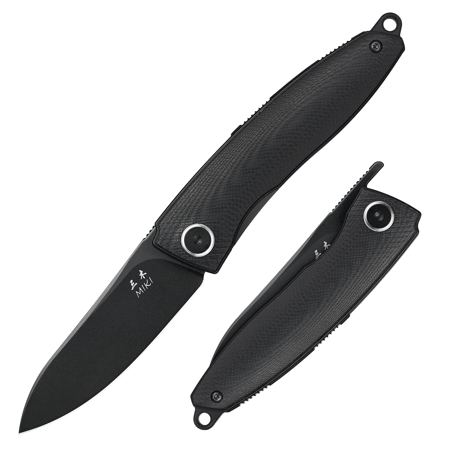 Miki Camping Pocket Folding Japanese Knife for EDC, 2.72" Blade Small Knife, Handle with Black PVD Steel and G10, w/ D2 Black PVD Steel Blade, Camping Outdoor for Everyday Carry
