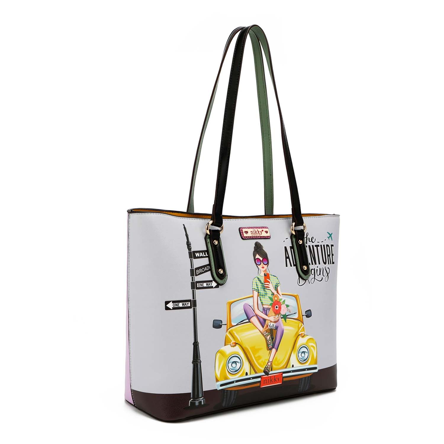 DESTINY BY NICOLE LEE – Women’s Tote Bag Colorful Flirty Style Faux Leather Zipper Closure Large Spacious Handbag – FUN BEGINS
