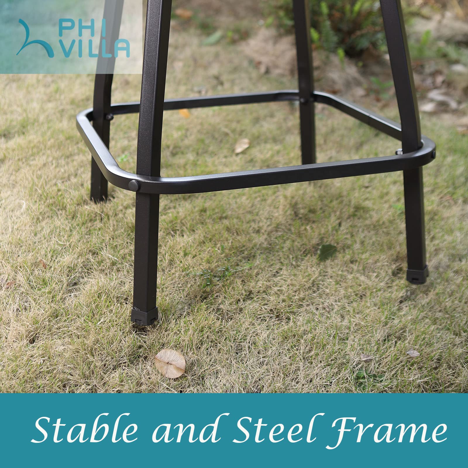 PHI VILLA Patio Bar Stools, Outdoor Swivel Bar Stools Bar Height Patio Chairs for Garden, Deck and Poolside…
