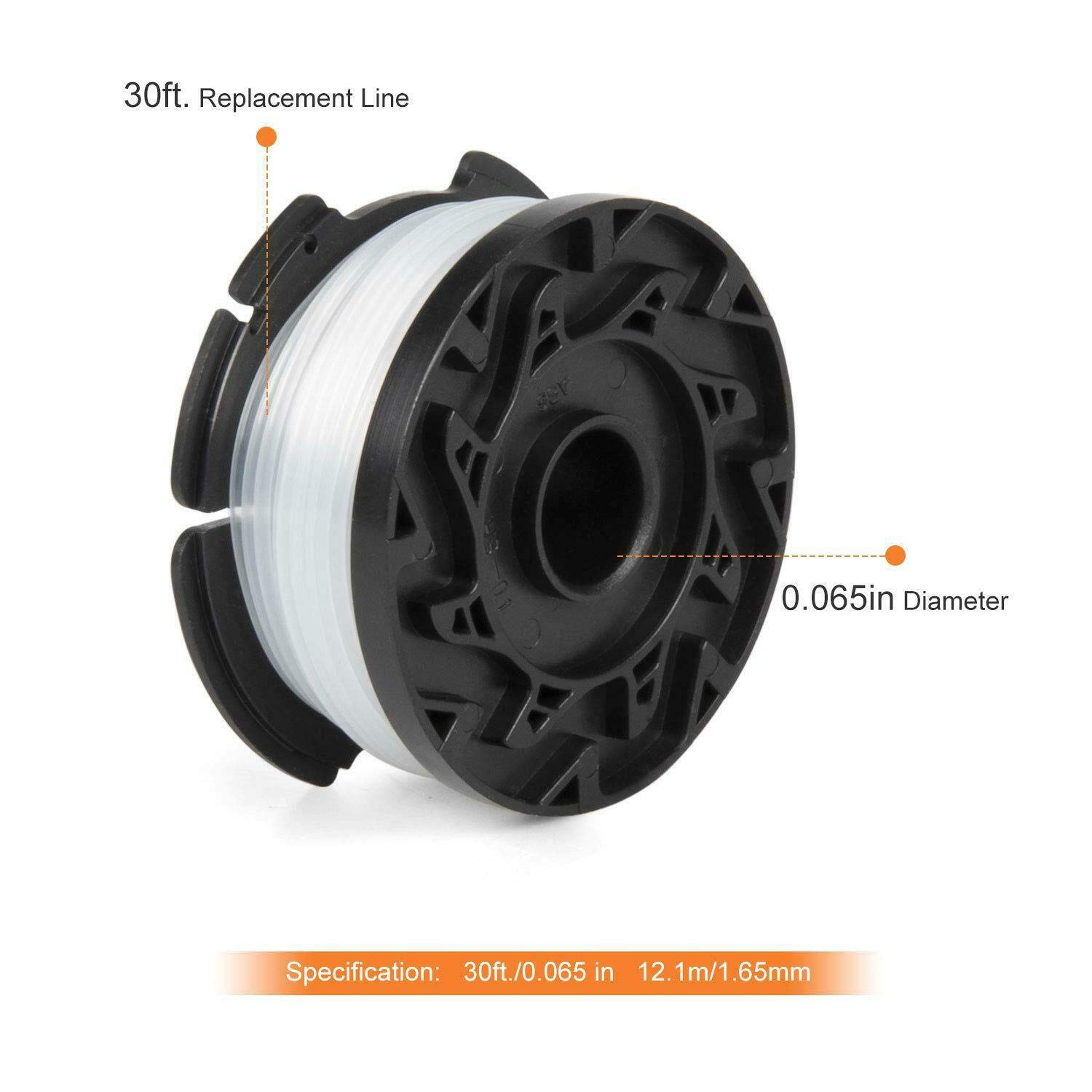 ConPus Weed Eater Replacement Parts Compatible with Black&Decker AF-100 GH600 GH900,Replacement RC-100-P Spools Caps&Springs and 30ft 0.065" String Trimmer Line,(6 Spools+1 Cap+1 Spring)