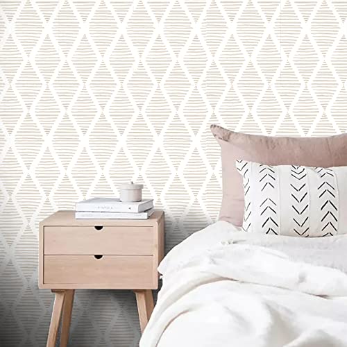 Modern Stripe Peel and Stick Wallpaper Beige and White Contact Paper 17.7β x 78.7β Geometric Wallpaper Self Adhesive Wallpaper Removable Decorative Wallpaper for Bedroom Drawers Cabinets Decor Vinyl