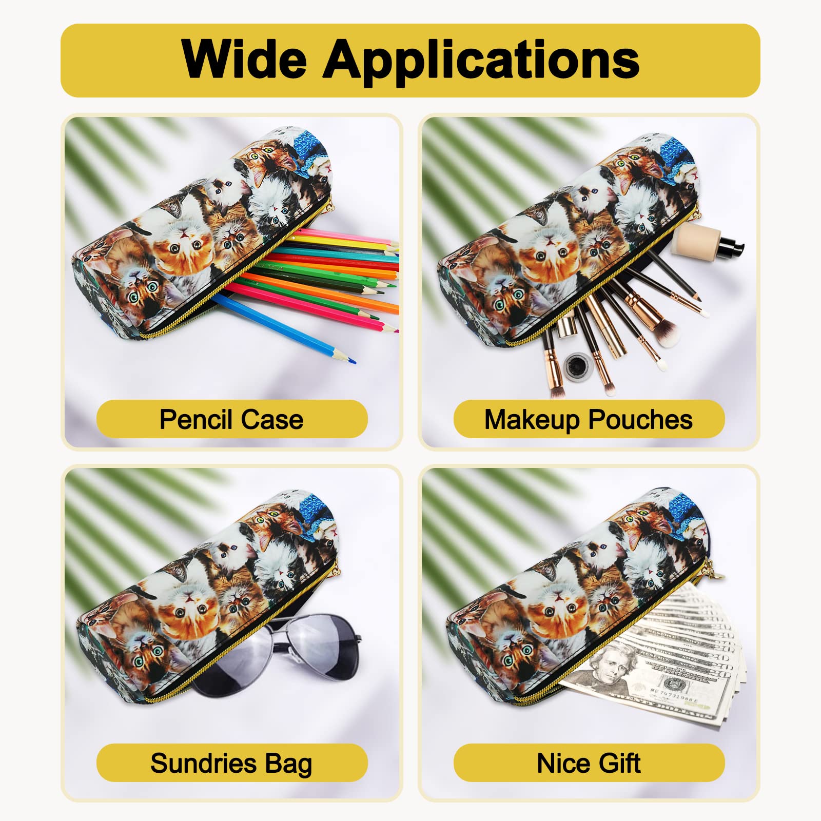 MIKOPNLIW Pencil Case Portable Stationery Bag, Slim Printing Design Zipper Capacity Small Pencil Pouch Cosmetic Organizer Bag for Adult,Student,Artists.