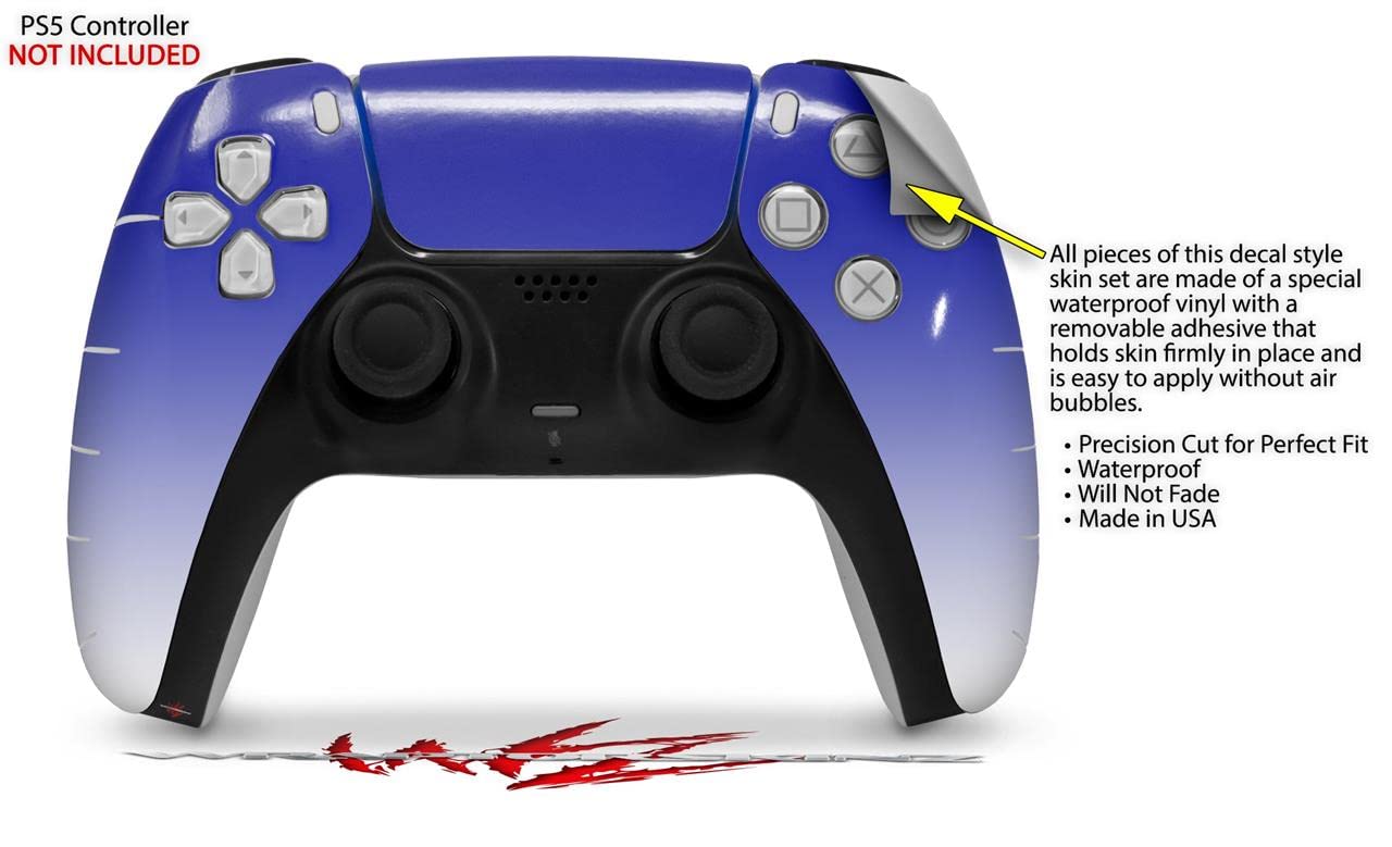 WraptorSkinz Skin Wrap compatible with Sony PS5 DualSense Controller Smooth Fades White Blue (CONTROLLER NOT INCLUDED)