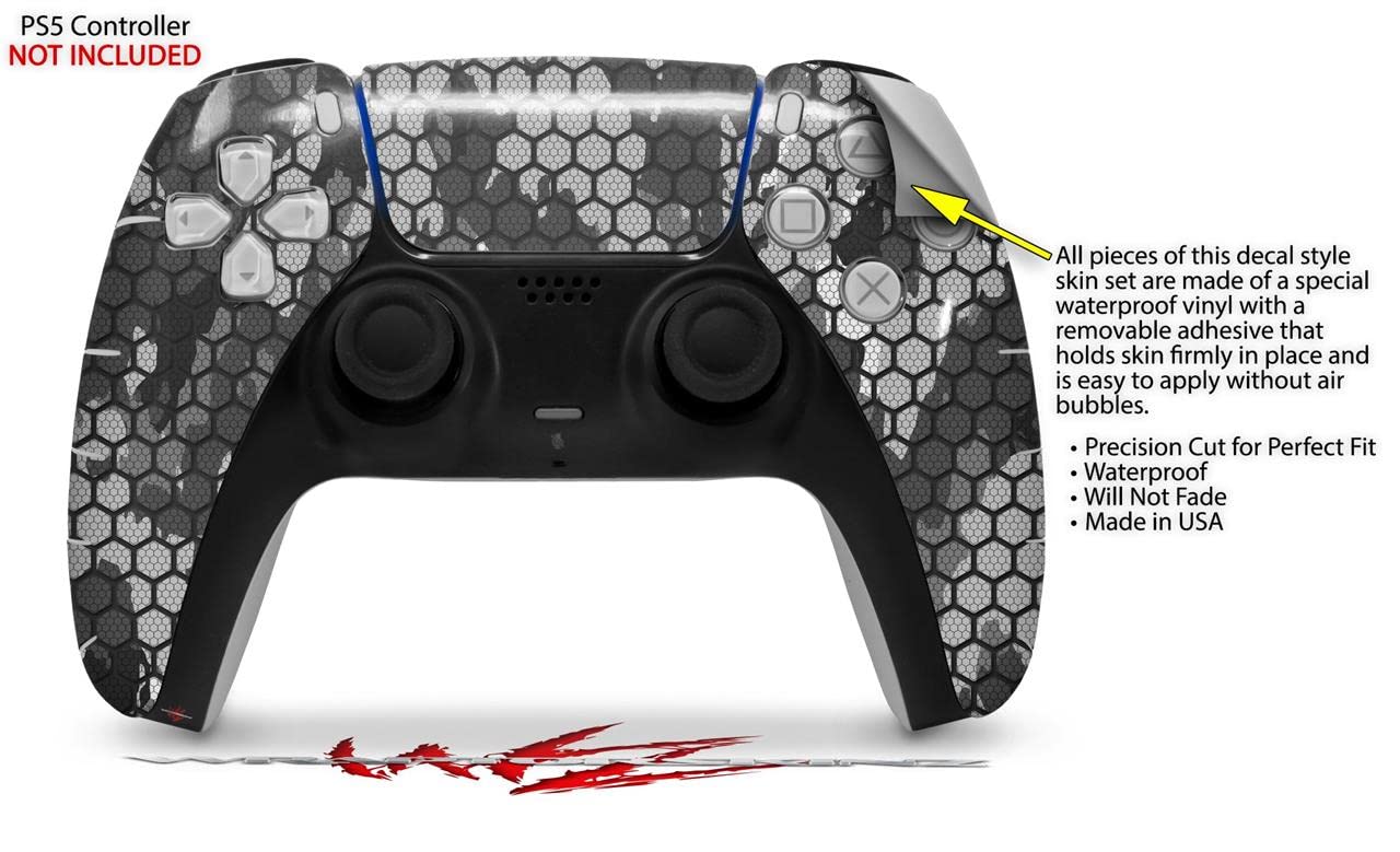 WraptorSkinz Skin Wrap compatible with Sony PS5 DualSense Controller HEX Mesh Camo 01 Gray (CONTROLLER NOT INCLUDED)