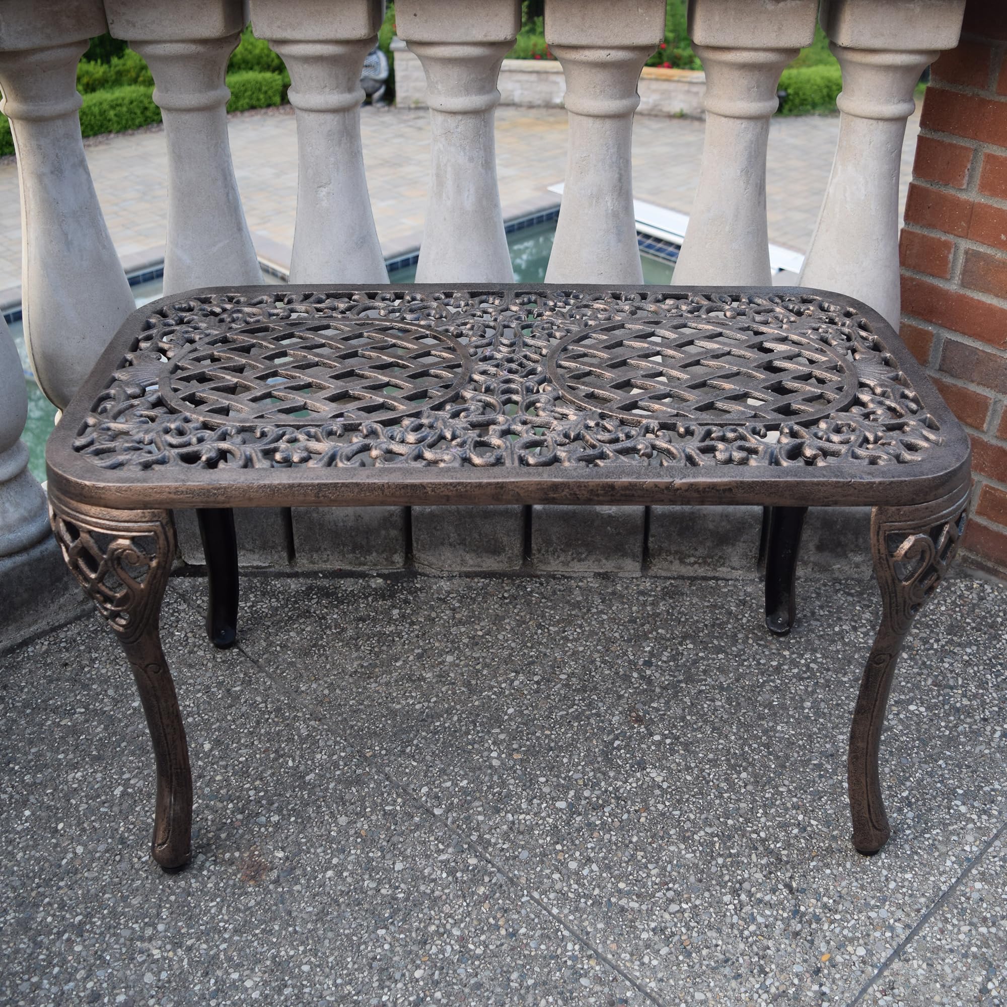 Oakland Living Mississippi Cast Aluminum Cocktail Table, 35-Inch by 18-Inch, Antique Bronze