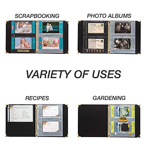 Samsill Recipe Card Page Protectors for 8.5 x 11 Recipe Binder, 4 x 6 Pockets, 2 Pockets, 50 Count, Recipe Book Pocket Page Refill Sheets, Side Margin Loading, for 8.5 x 11 Standard 3 Ring Binders
