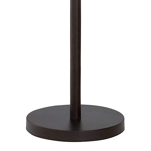 Franklin Iron Works Tremont Modern Mid Century Floor Lamp Standing 62" Tall Deep Bronze Metal Tan Burlap Drum Shade for Living Room Reading Bedroom Office House Home Decor