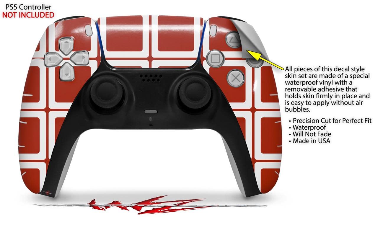 WraptorSkinz Skin Wrap compatible with Sony PS5 DualSense Controller Squared Red Dark (CONTROLLER NOT INCLUDED)