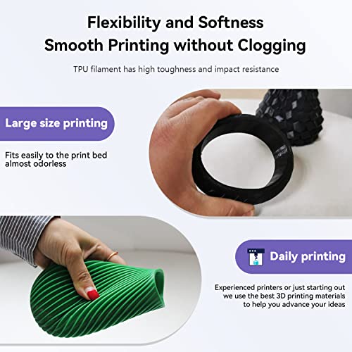 NAGA TPU Filament 1.75mm, Super Neat Flexible 3D Printer Filament, 1kg Roll Spool, Dimensional Accuracy +/- 0.03mm, 95A (1kg Balck TPU)