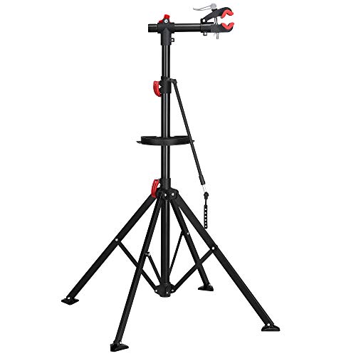 Yaheetech Bike Repair Stand Height Adjustable with Multiple Quick Release Telescopic Arm Tool Tray for Home Bicycle Mechanic
