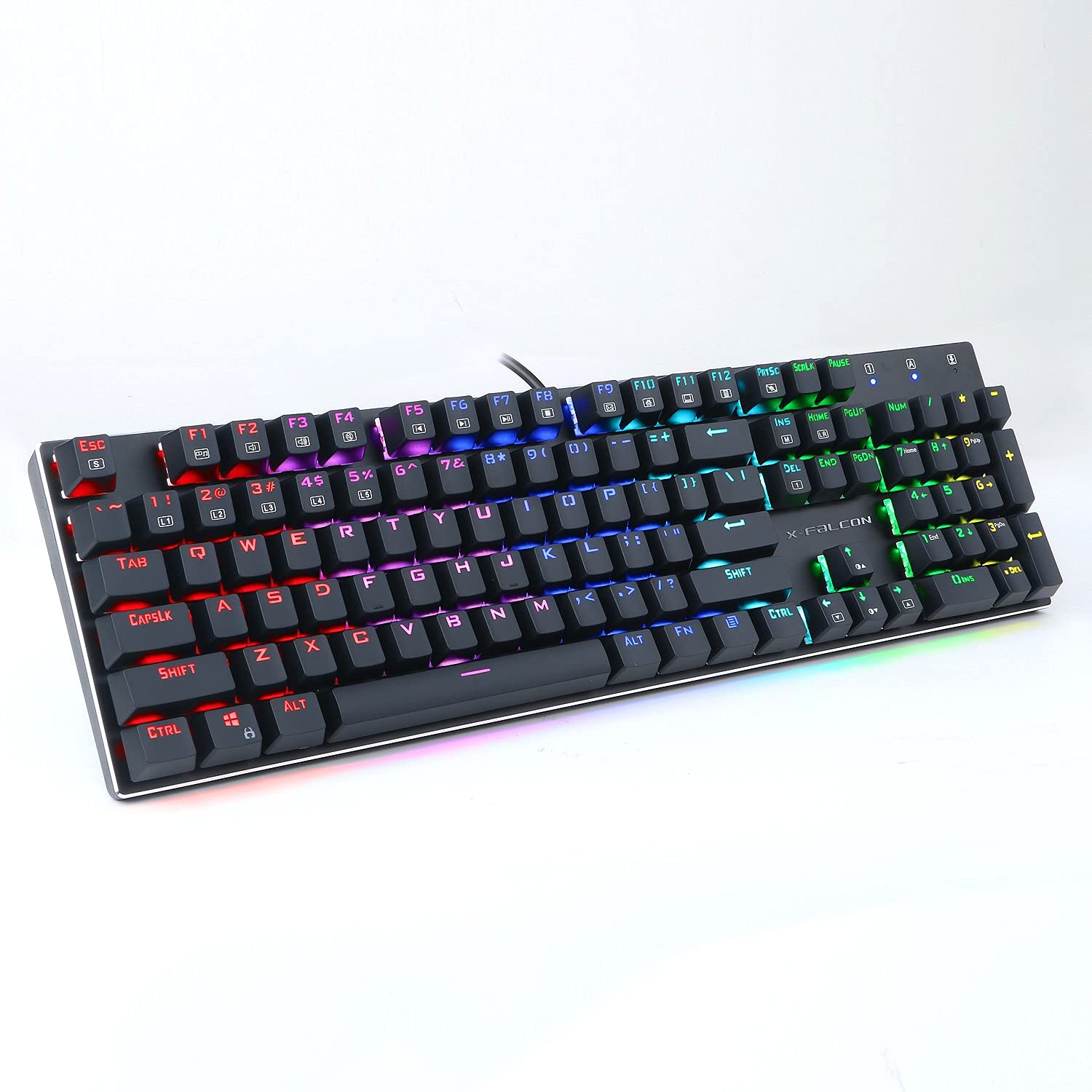E-YOOSO Mechanical Keyboard Blue Switches 104 Keys RGB LED Backlit Keyboard Aluminum Alloy Base Design for Office and Gaming