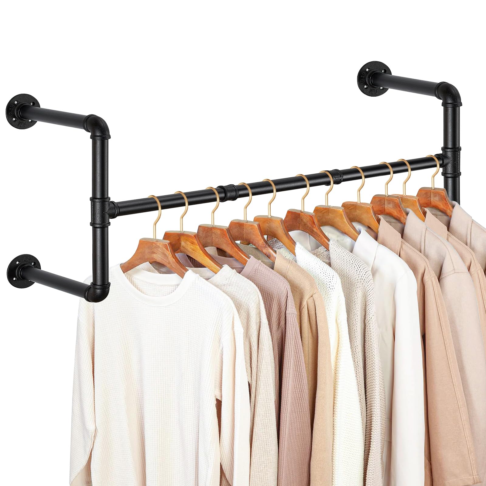 Home Expert Industrial Pipe Clothes Rack 40" Wall Mounted Wall Clothing Rack for Hanging Clothes Black Garment Rack, 1 pack
