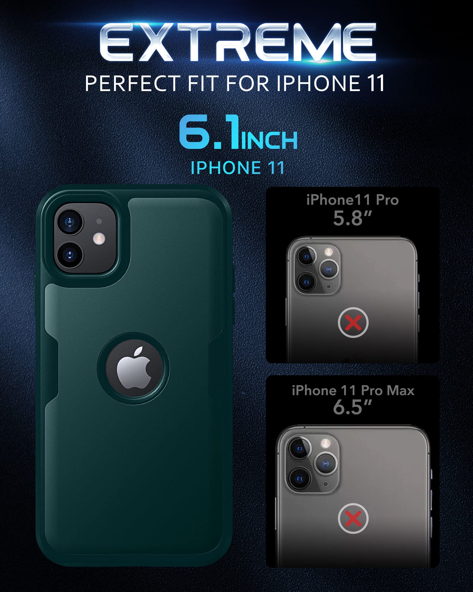 DETAKER Designed for iPhone 11 Case, Double Layers Shockproof Heavy-Duty Case Anti-Scratches Lightweight Protective Slim for iPhone 11 Case 6.1 inch, Teal