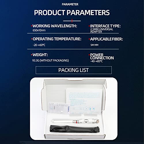 Fiber Optic Cable Tester 10KM Visual Fault Locator Fiber Fault Locator Tracker for 2.5mm Universal Connector