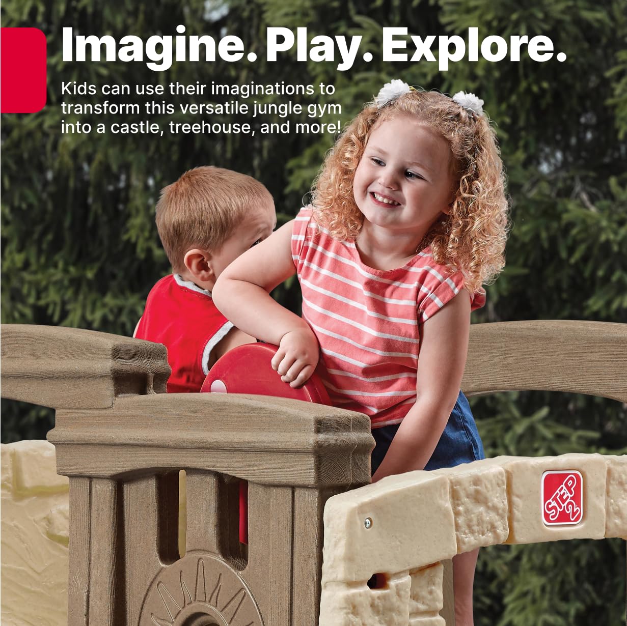 Step2 Naturally Playful Woodland Climber, Kids Outdoor Playset, Backyard Playground Set, Slide, Rock Climbing, Outside Jungle Gym, For Toddlers 2-6 Years Old