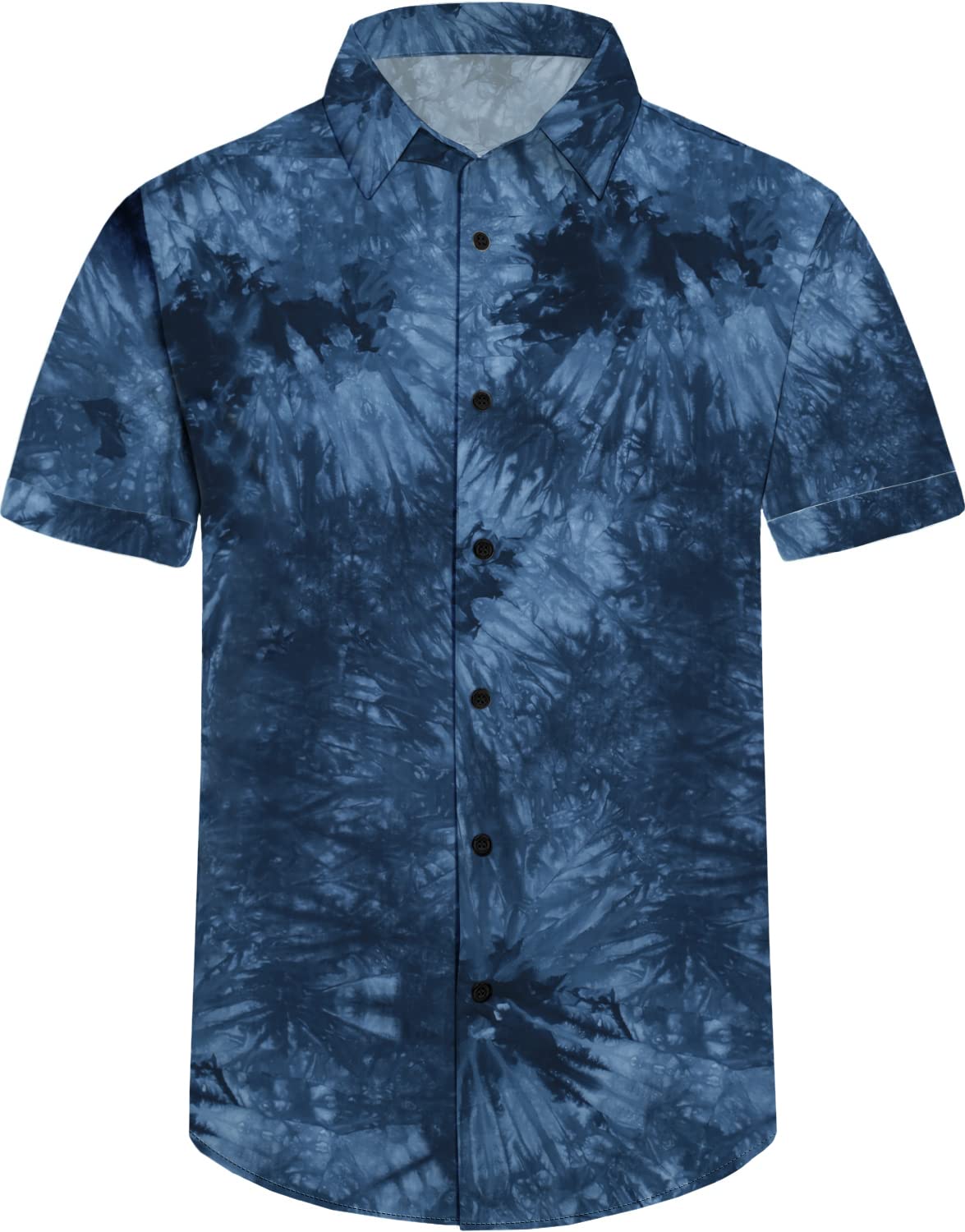 Deer Lady Mens 2024 Tie Dye Button Down Shirts Printed Short Sleeve Summer Hawaiian Beach Shirt Green XL