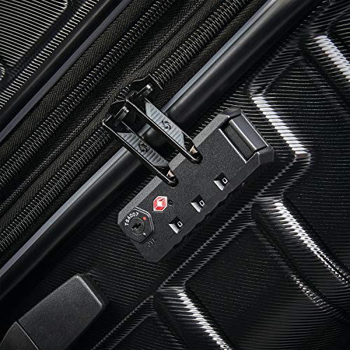 Samsonite Omni 2 Hardside Expandable Luggage with Spinner Wheels, Checked-Medium 24-Inch, Midnight Black