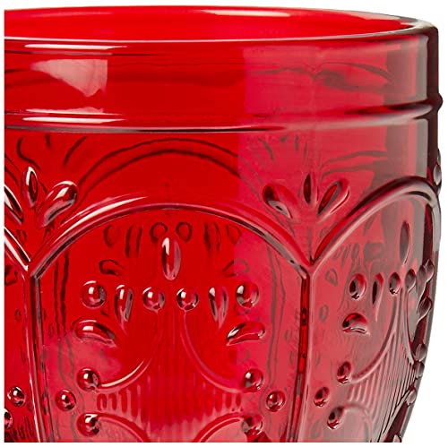 Fitz and Floyd Trestle Glassware Ornate Goblets, 4 Count (Pack of 1), Red