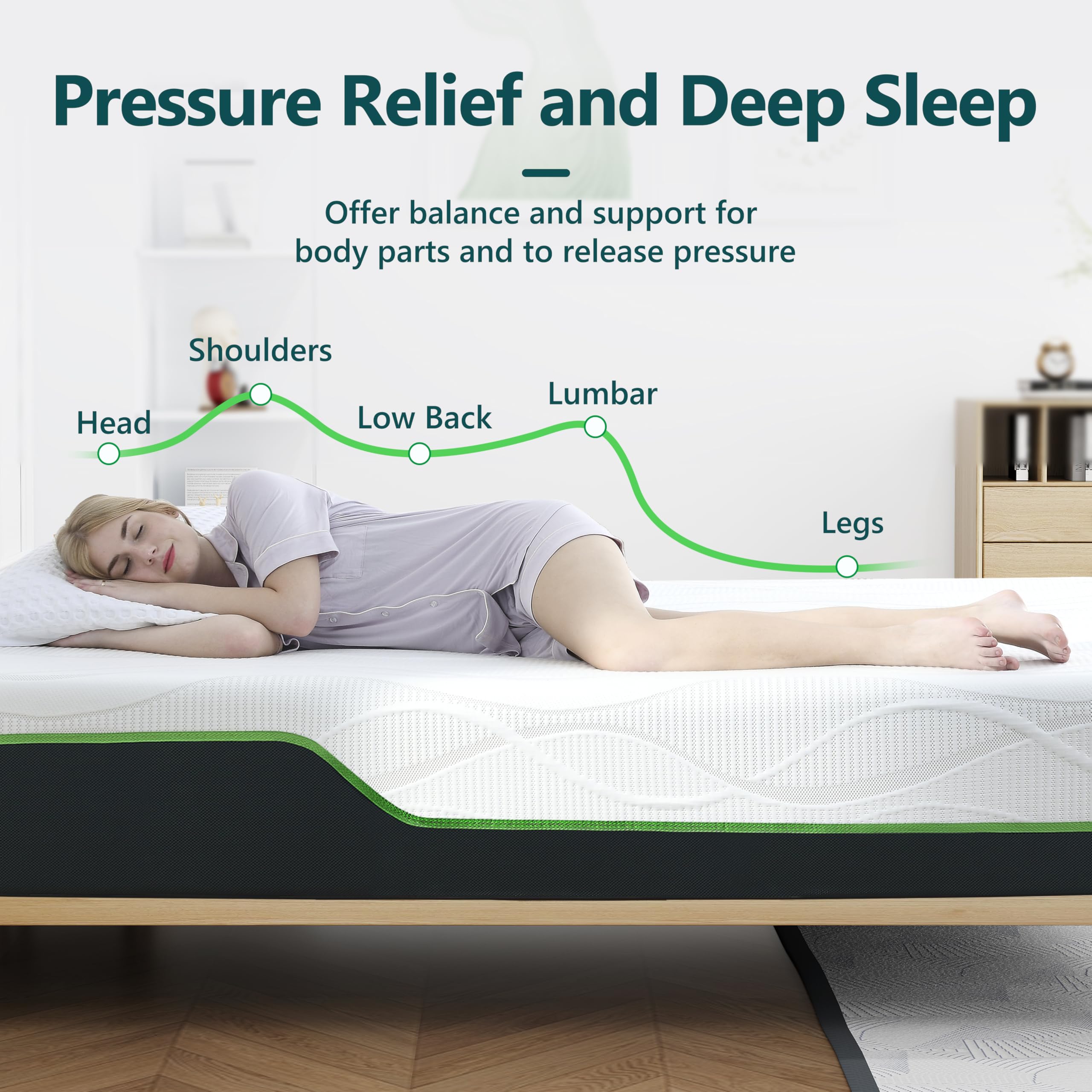 Rest Only Queen Mattress for Pressure Relief, 12 Inches Cooling Gel Memory Foam Hybrid Mattress, Queen Mattress in a Box with Individual Pocket Spring for Motion Isolation, Medium Firm