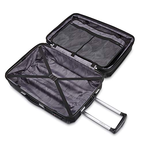 Samsonite Winfield 3 DLX Hardside Expandable Luggage with Spinners, Checked-Medium 25-Inch, Black