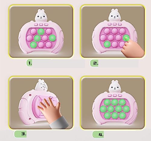 Pocket Game for Kid, Cool Pocket Game Kids, Pocket Game Console for Kids, Quick Push Bubble Competitive Game Console Series, Decompression Toy Mini Portable, USB Rechargeable (1Pc, Rabbit)