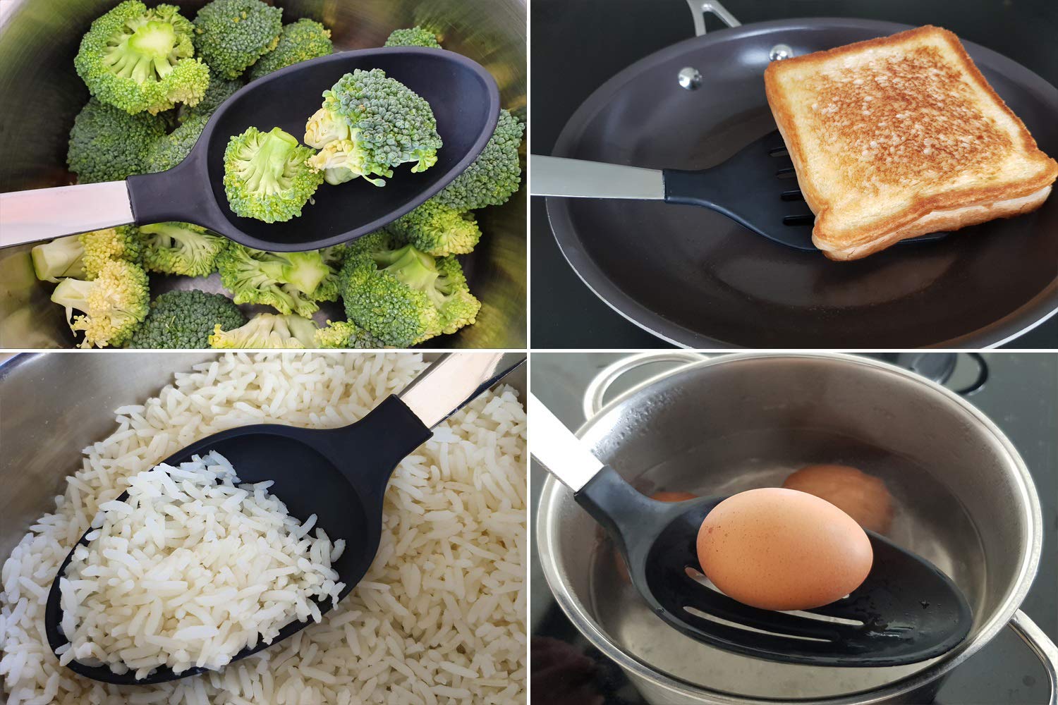 Daily Kitchen Utensil Set Silicone and Stainless Steel - Heat Resistant Cooking Utensils for Non Stick Cookware - Silicone Utensils Cooking Utensil Set - Kitchen Tools and Gadgets - 6-Piece Tool Set