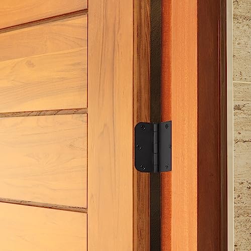 Door Hinges for Interior Doors 3-Pack 3-1/2-inch x 3-1/2-inch, Design House 5/8-inch Radius Steel Door Hinge Door Hardware, Matte Black, 188904