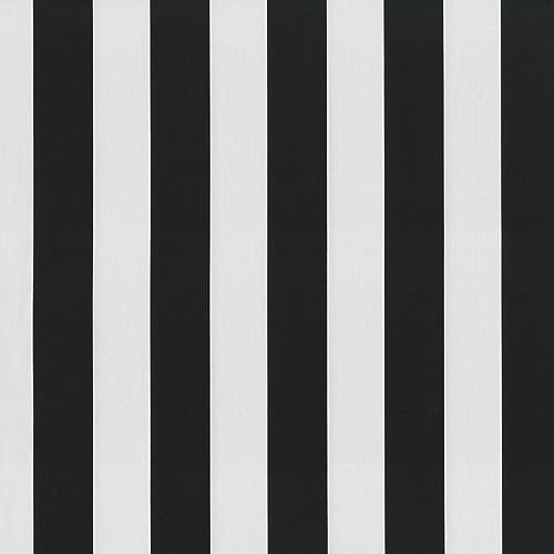 Pillow Perfect Stripe Indoor/Outdoor Solid Back Chaise Lounge Cushion with Ties, Plush Fiber Fill, Weather, and Fade Resistant, 80" x 23", Black/White Cabana Stripe, 1 Count