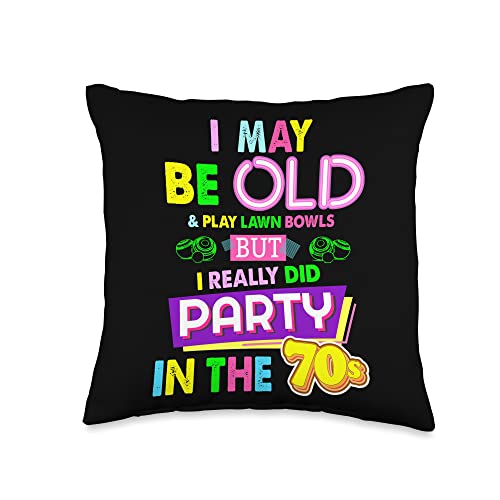Lawn Bowls Accessories For Men & Lawn Bowling Idea Outfit Idea for Women & Funny 70s Lawn Bowling Throw Pillow, 16x16, Multicolor