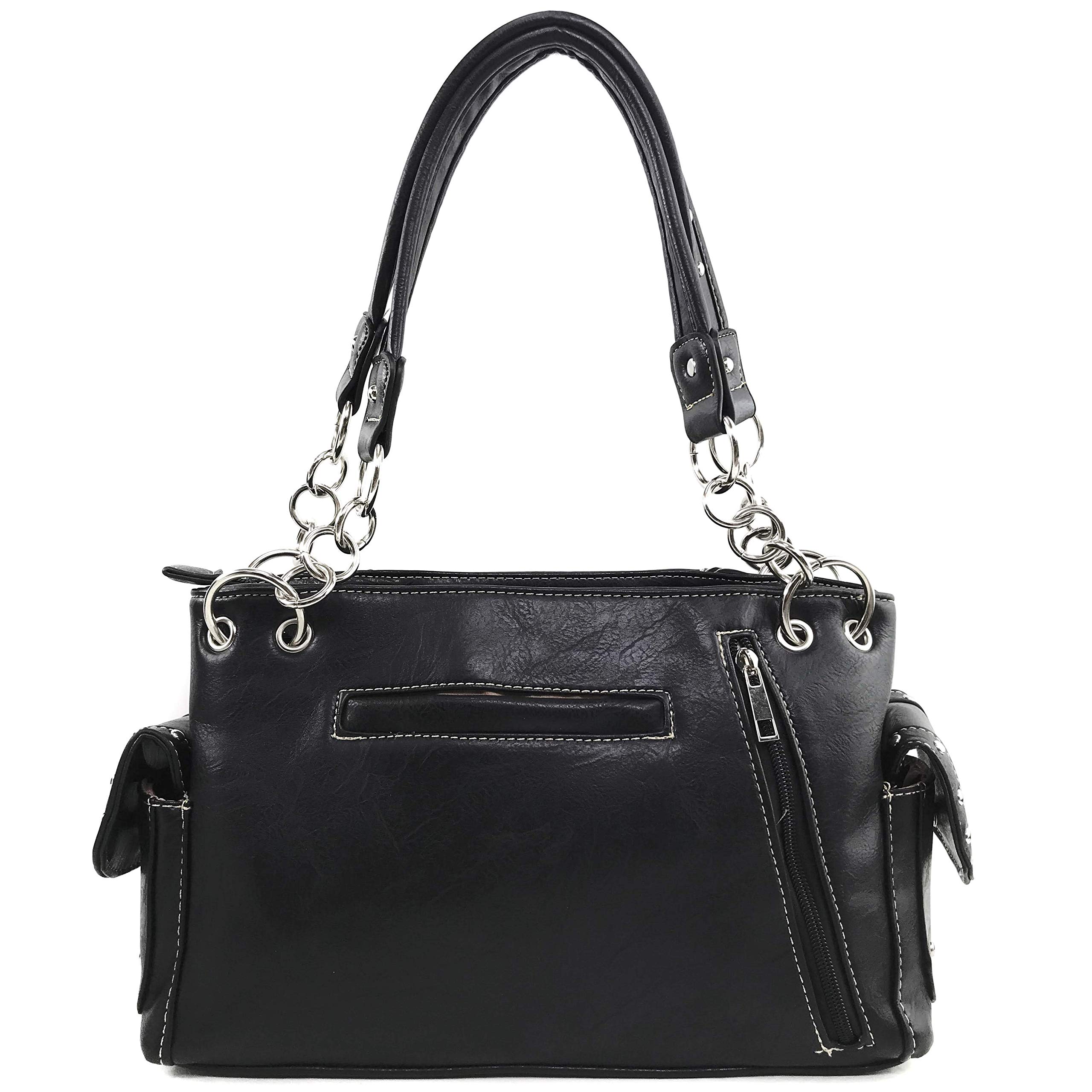 Zelris Skull Crossbones Angel Wings Heart Women Conceal Carry Handbag Wallet Set (Black)
