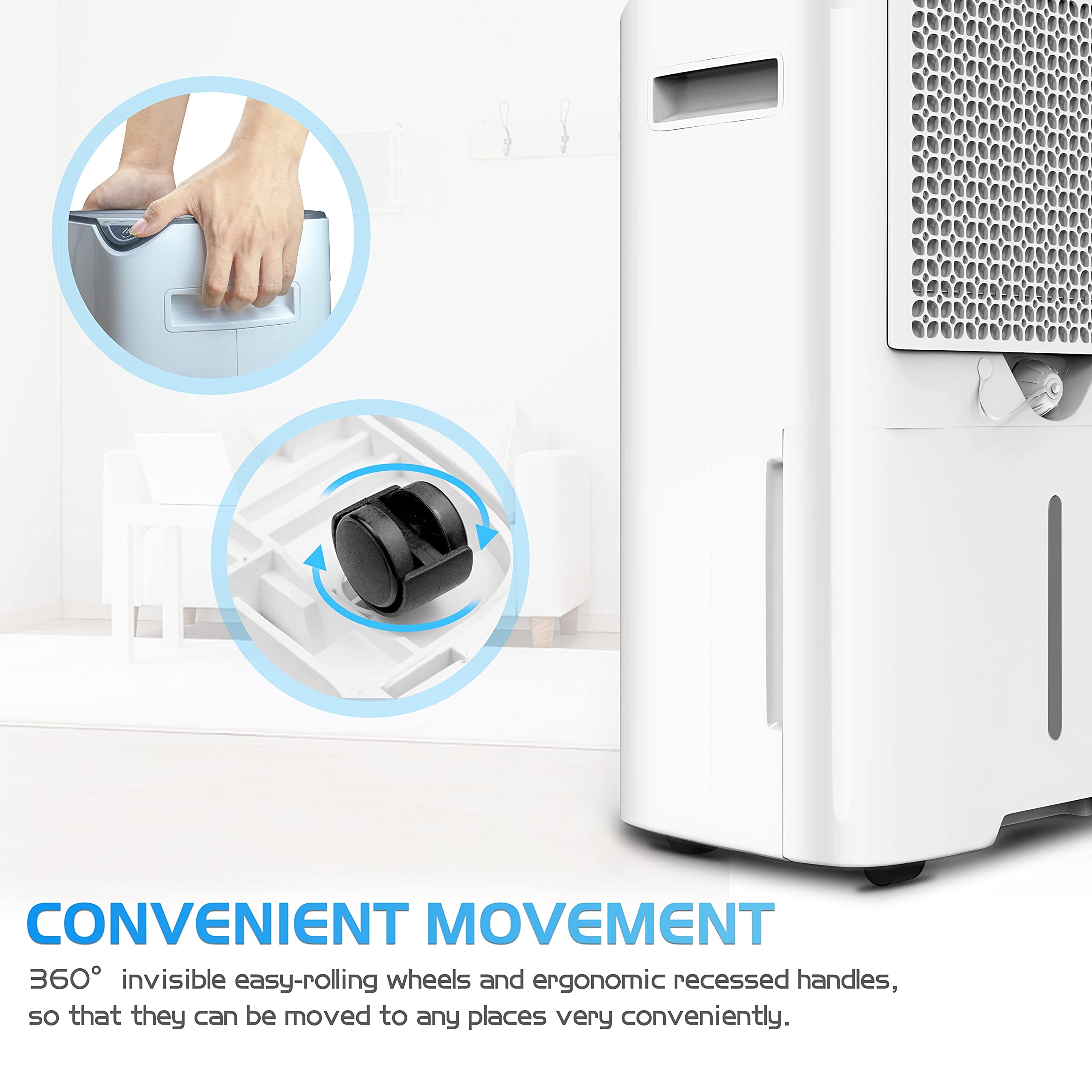 Dehumidifier 2000 Sq. Ft HEVILLO 40 Pint Dehumidifiers for Home Basements, with Continuous Drain Hose for Medium to Large Room, 0.66 Gallon Water Tank Capacity, Intelligent Humidity Control