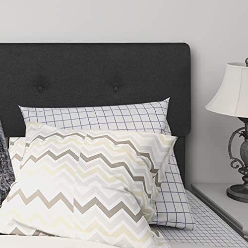 LTMEUTY Full Bed Frame - Metal Platform Bed Frame, Mattress Foundation with Upholstered Headboard, for Boys, Teen, Young, Metal Support and No Box Spring, Gray